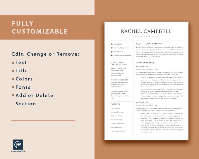 Minimal Resume Template Google Docs Resume Template Word Apple Pages ...