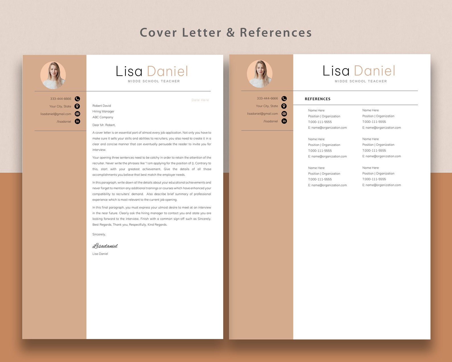 Creative Teacher Resume Template, Teacher Resume Template With Photo ...