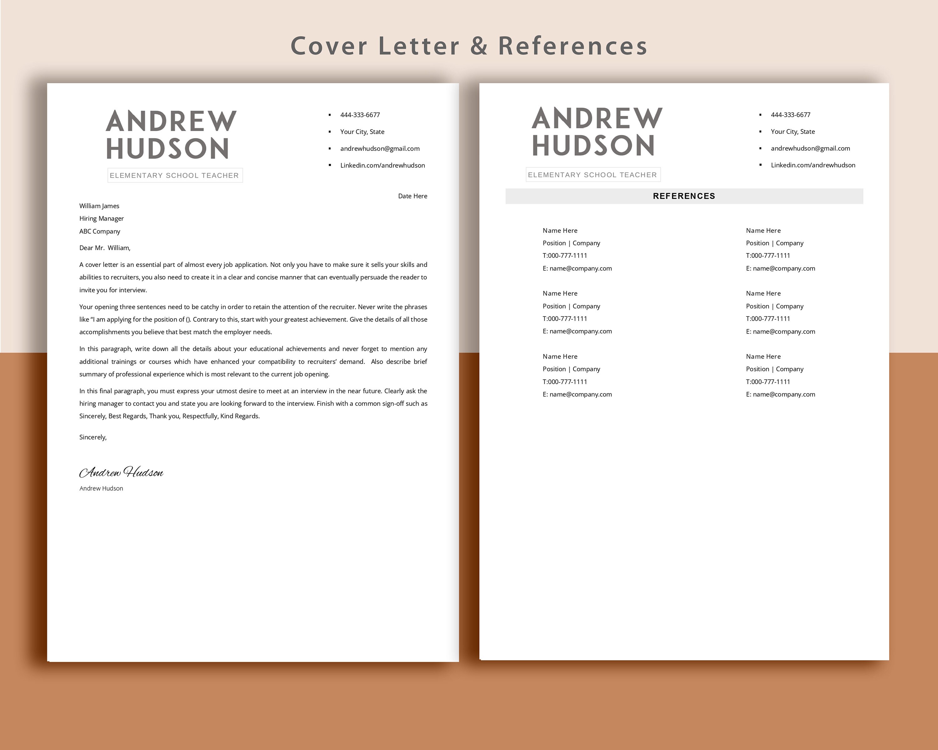 ATS Resume Template Teacher Google Docs Word & Pages Clean - Etsy