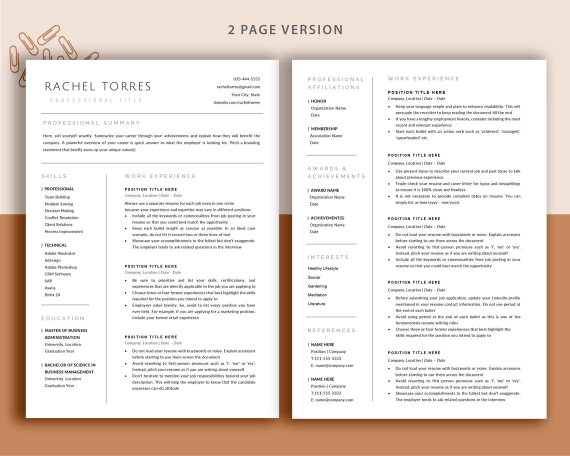 Resume Template Bundle, CV Template Word, CV Google Doc & Resume Pages ...