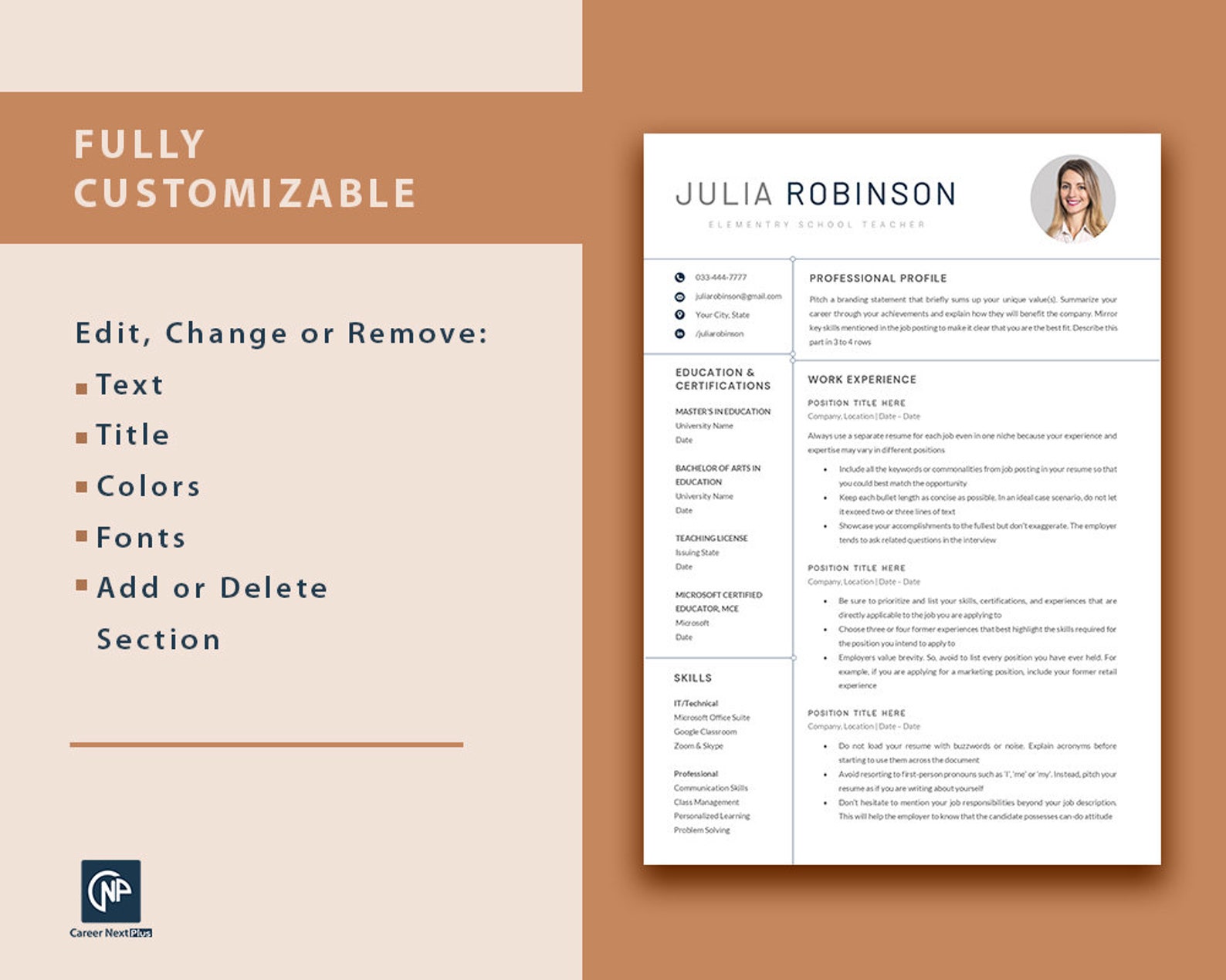 Teacher Resume Template Google Docs, Word & Pages, Teaching Resume ...