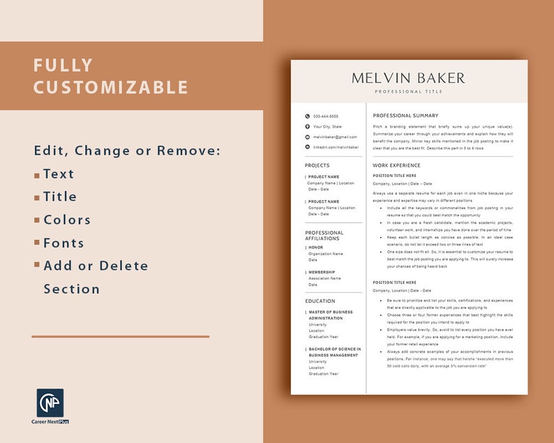Modern Executive Resume Template Word & Pages Resume Google Docs CV ...