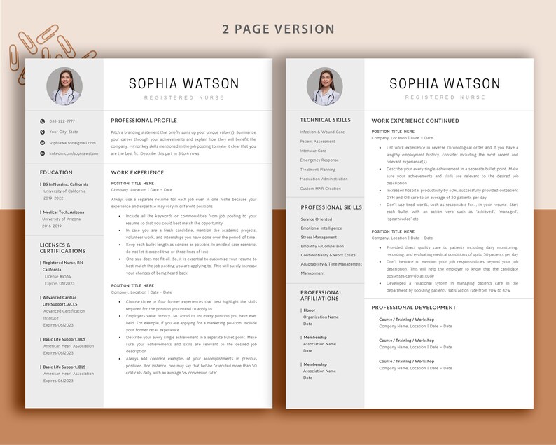 New Grad RN Resume Template Nurse Nursing Resume Registered - Etsy