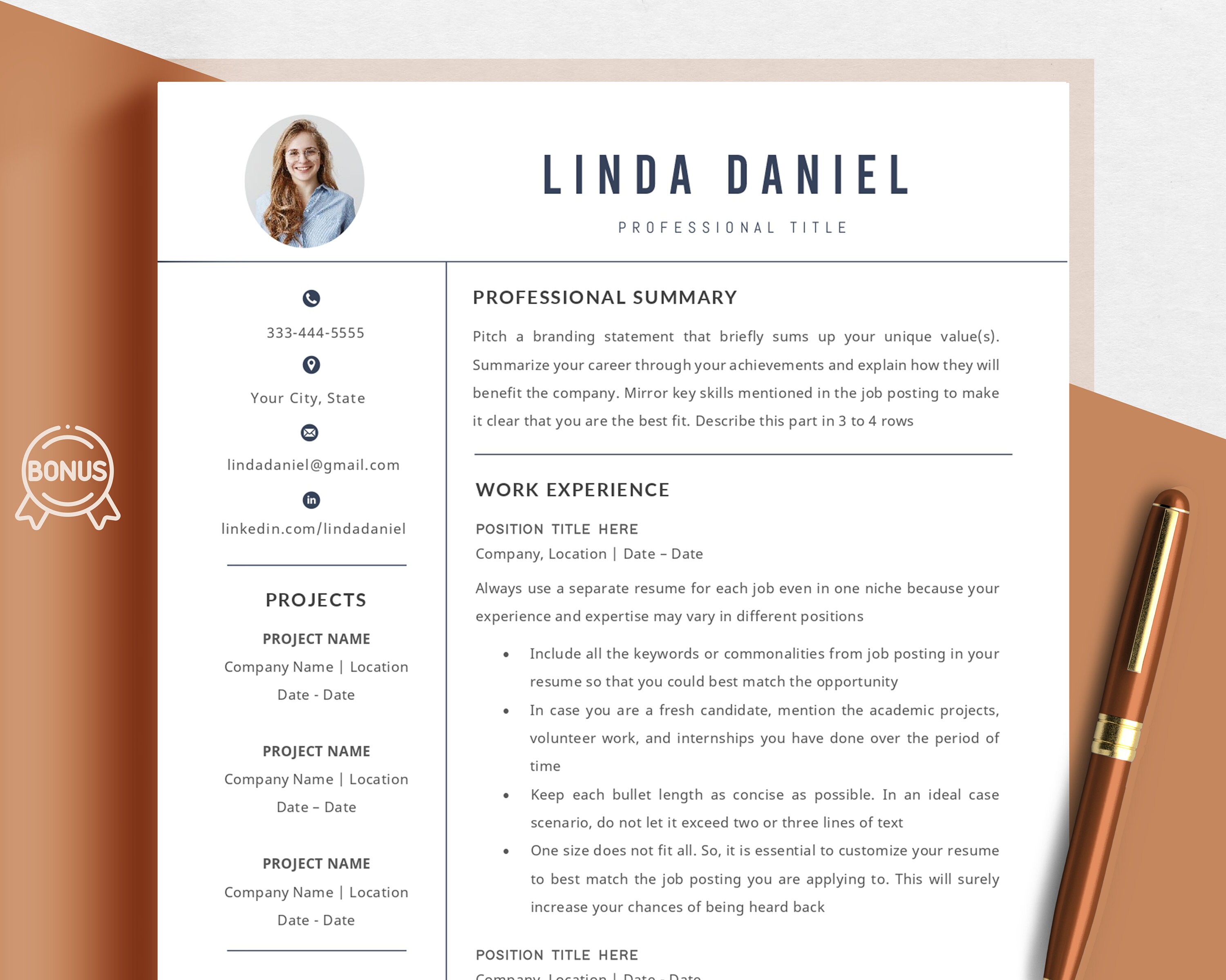 Clean Modern Resume Template Microsoft Word, Pages, Google Docs ...