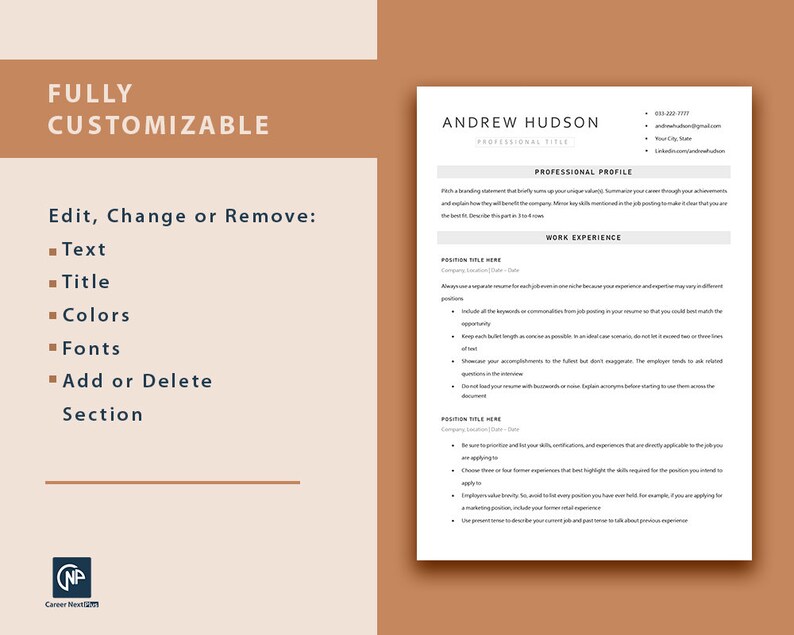 ATS Resume Template Teacher Google Docs, Word & Pages, Clean CV ...