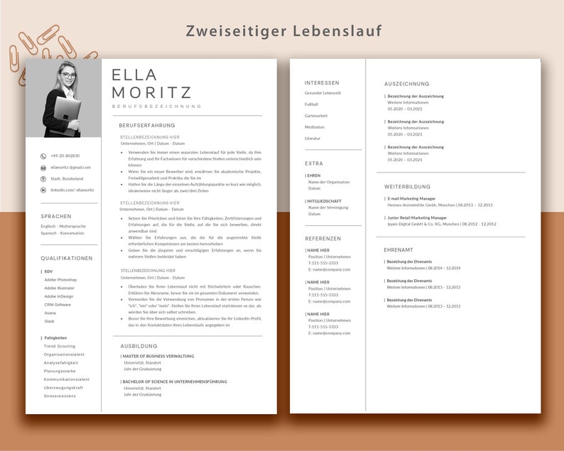 Bewerbungsvorlage, Lebenslauf Vorlage Word, Google Docs, Pages ...