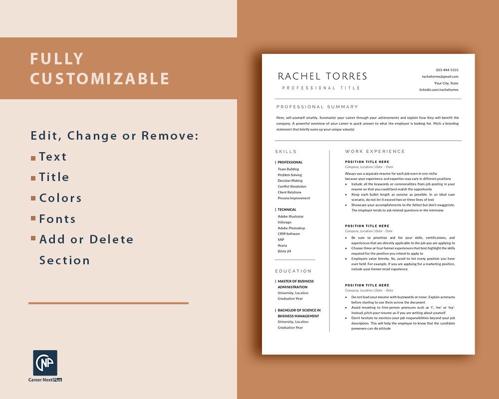 Clean Resume Template Google Docs, Word & Pages, Minimalist Executive ...