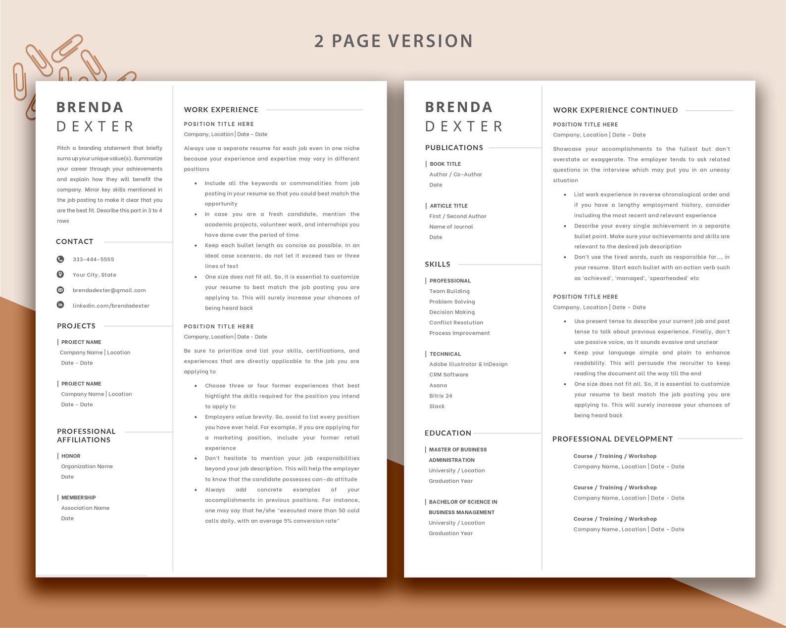 Executive Resume Template Word, Resume Pages, Google Docs CV Template ...