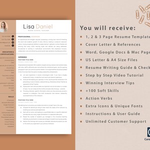 Creative Teacher Resume Template, Teacher Resume Template With Photo ...