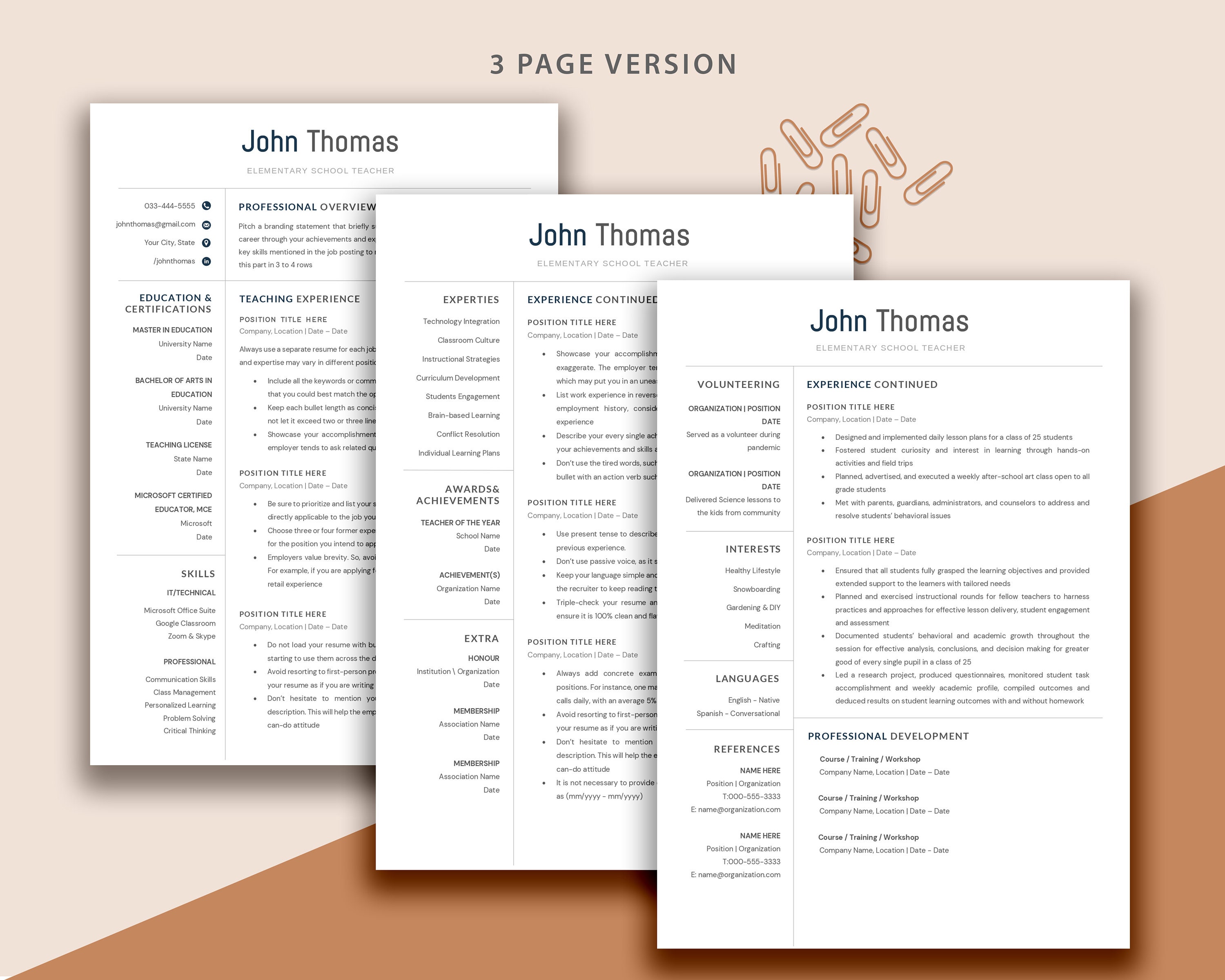 CV Template Professional Teacher Resume Template Google Docs, Pages ...