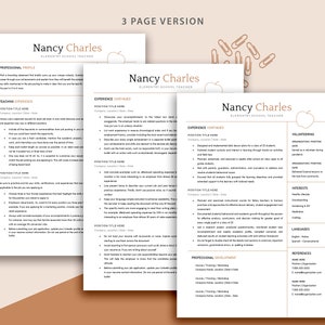 Modern Teacher Resume Template Teacher Resume Template With - Etsy