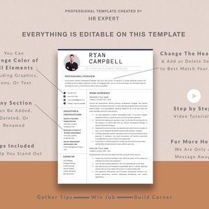 Word Resume Template Resume Template With Photo Professional - Etsy