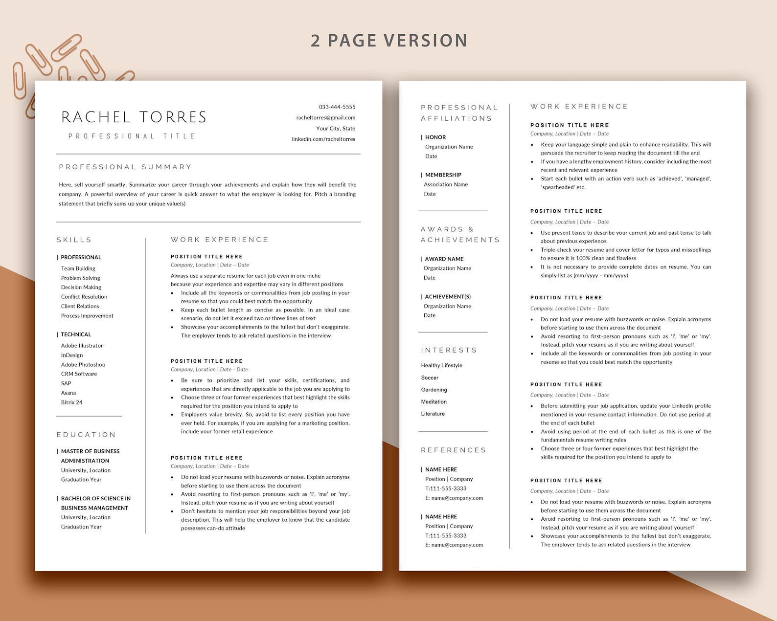 Clean Resume Template Google Docs, Word & Pages, Minimalist Executive ...