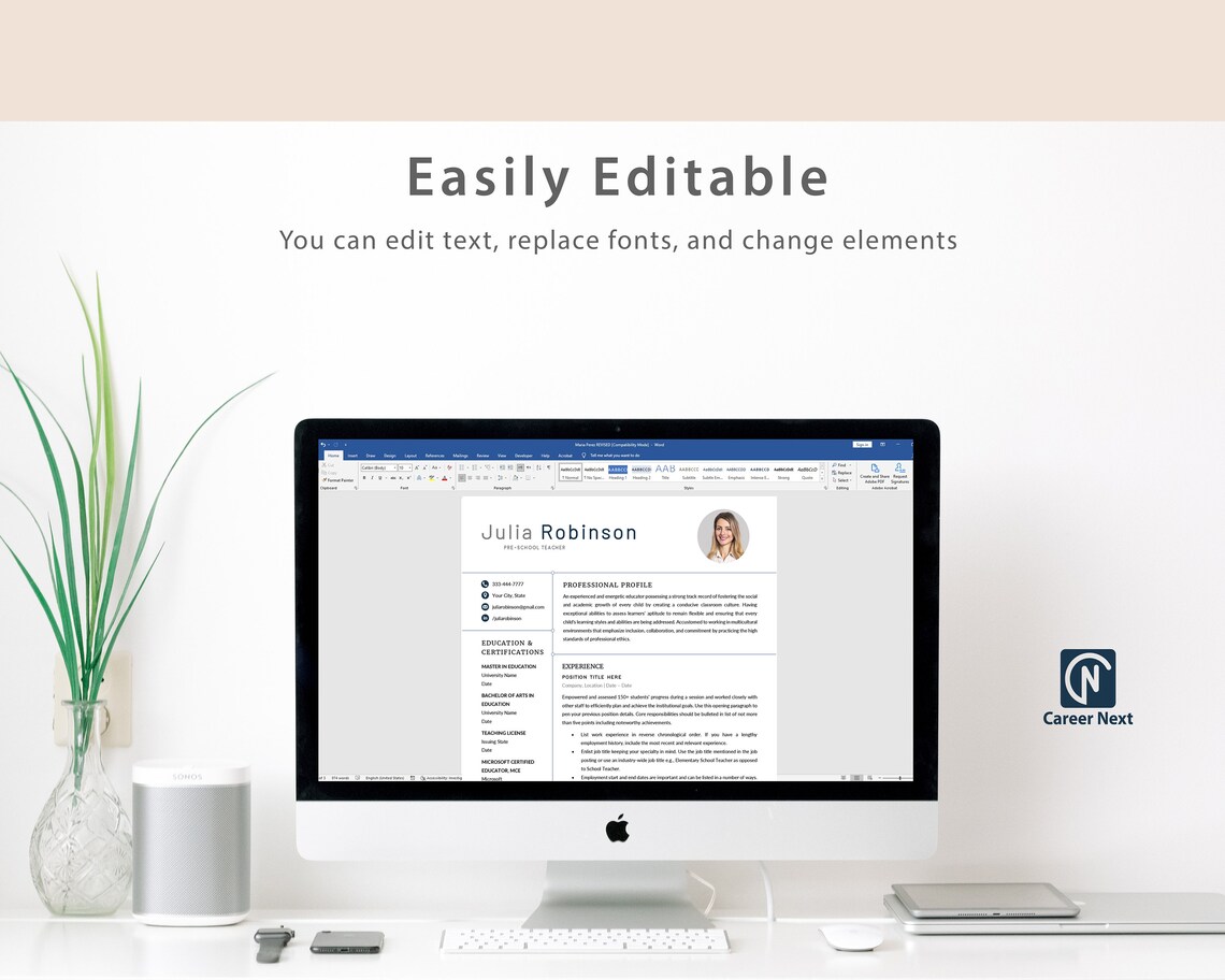 Teacher Resume Template Google Docs Word & Pages Teaching - Etsy