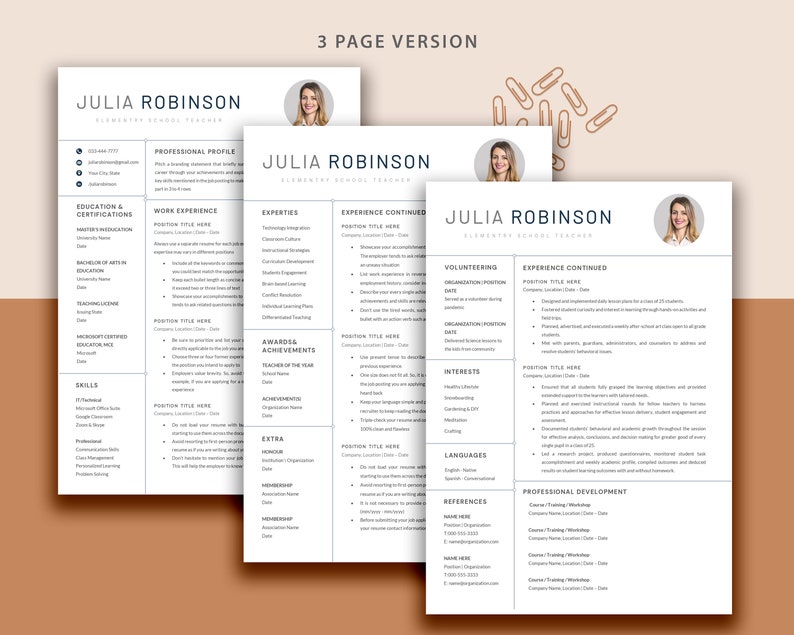 Teacher Resume Template Google Docs Word & Pages Teaching - Etsy