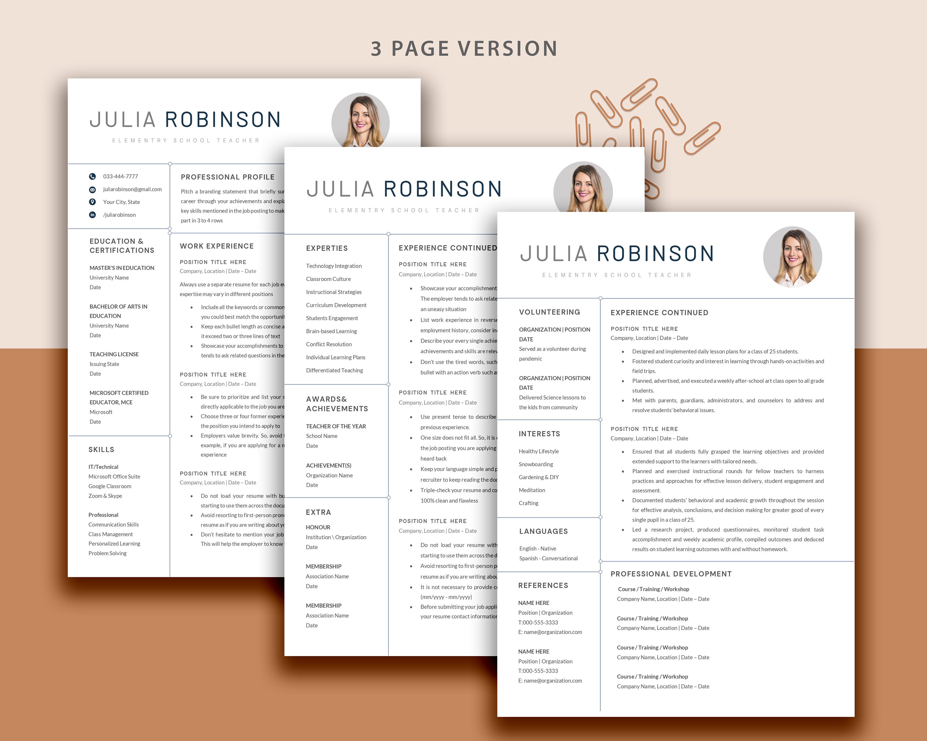 Teacher Resume Template Google Docs Word & Pages Teaching - Etsy