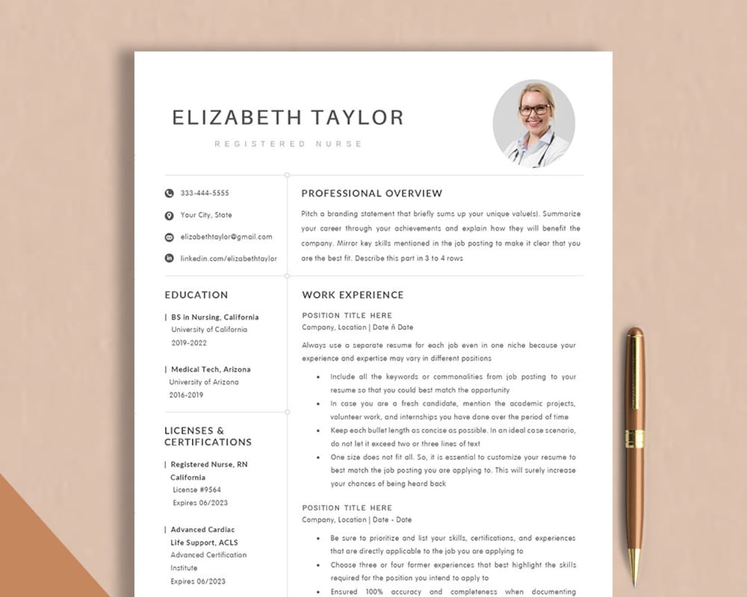 Registered Nurse Resume Template Nursing Student Resume, RN Resume ...