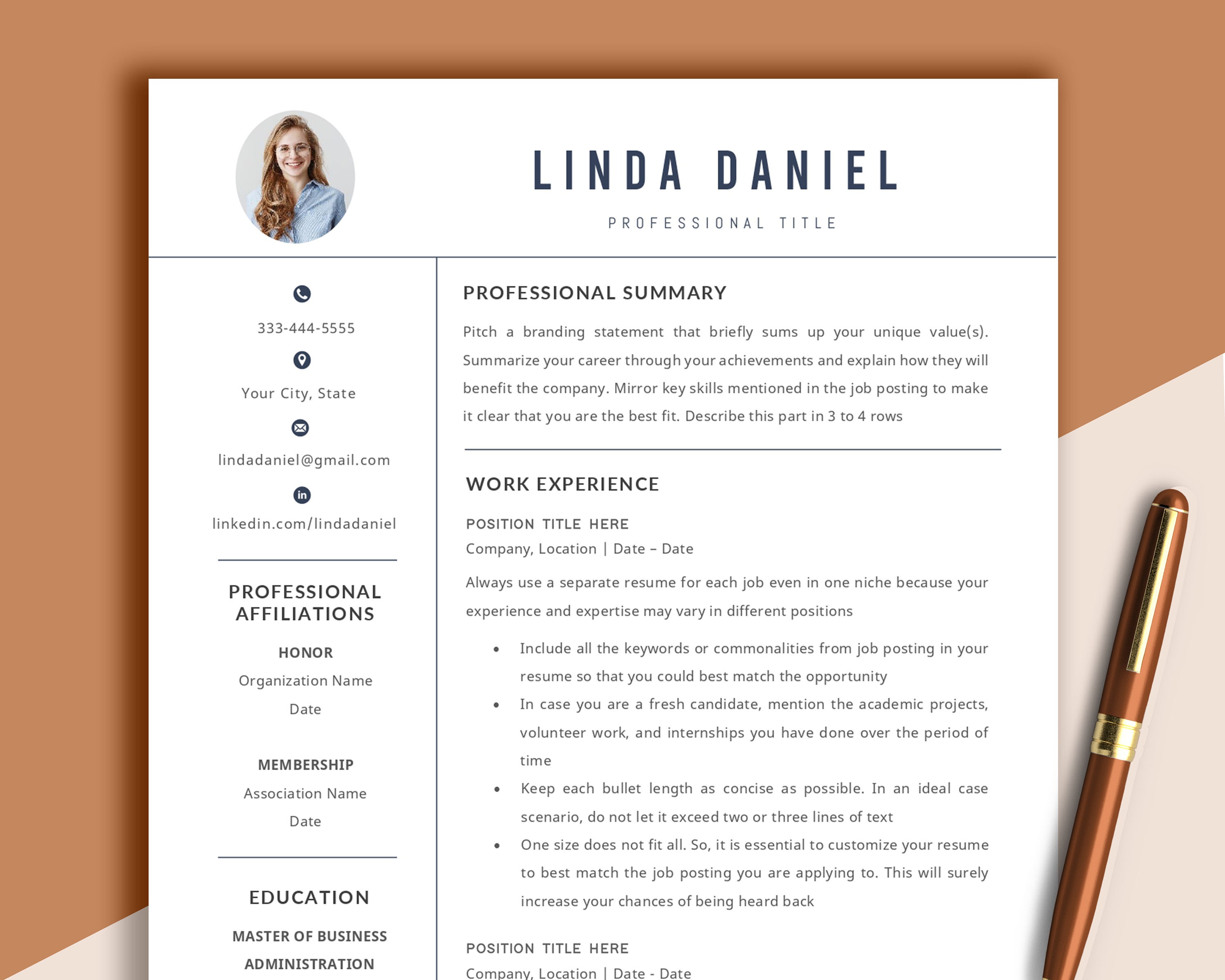 Clean Modern Resume Template Microsoft Word Pages Google - Etsy