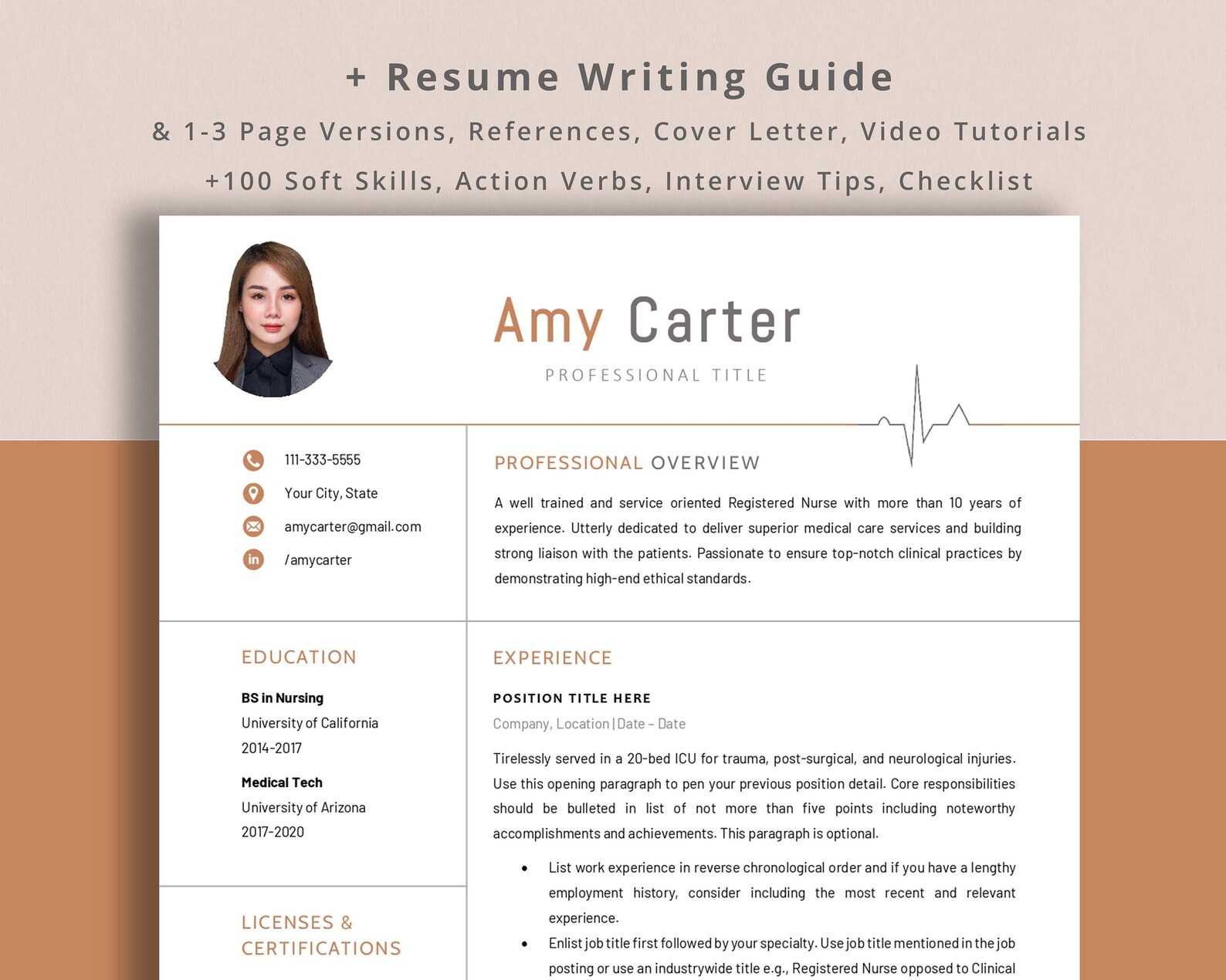 Modern Nurse Resume Template Nursing Student Resume Resume | Etsy