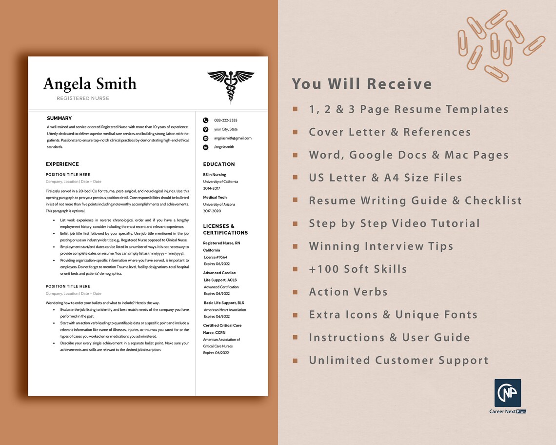 Nurse Resume Template Google Docs, Word & Pages, RN Resume Template ...