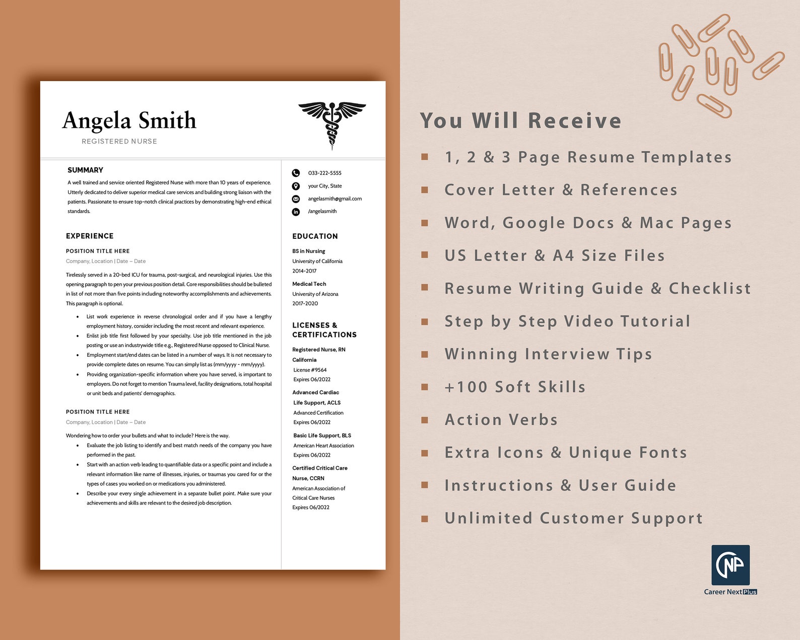 Nurse Resume Template Google Docs Word & Pages RN Resume - Etsy