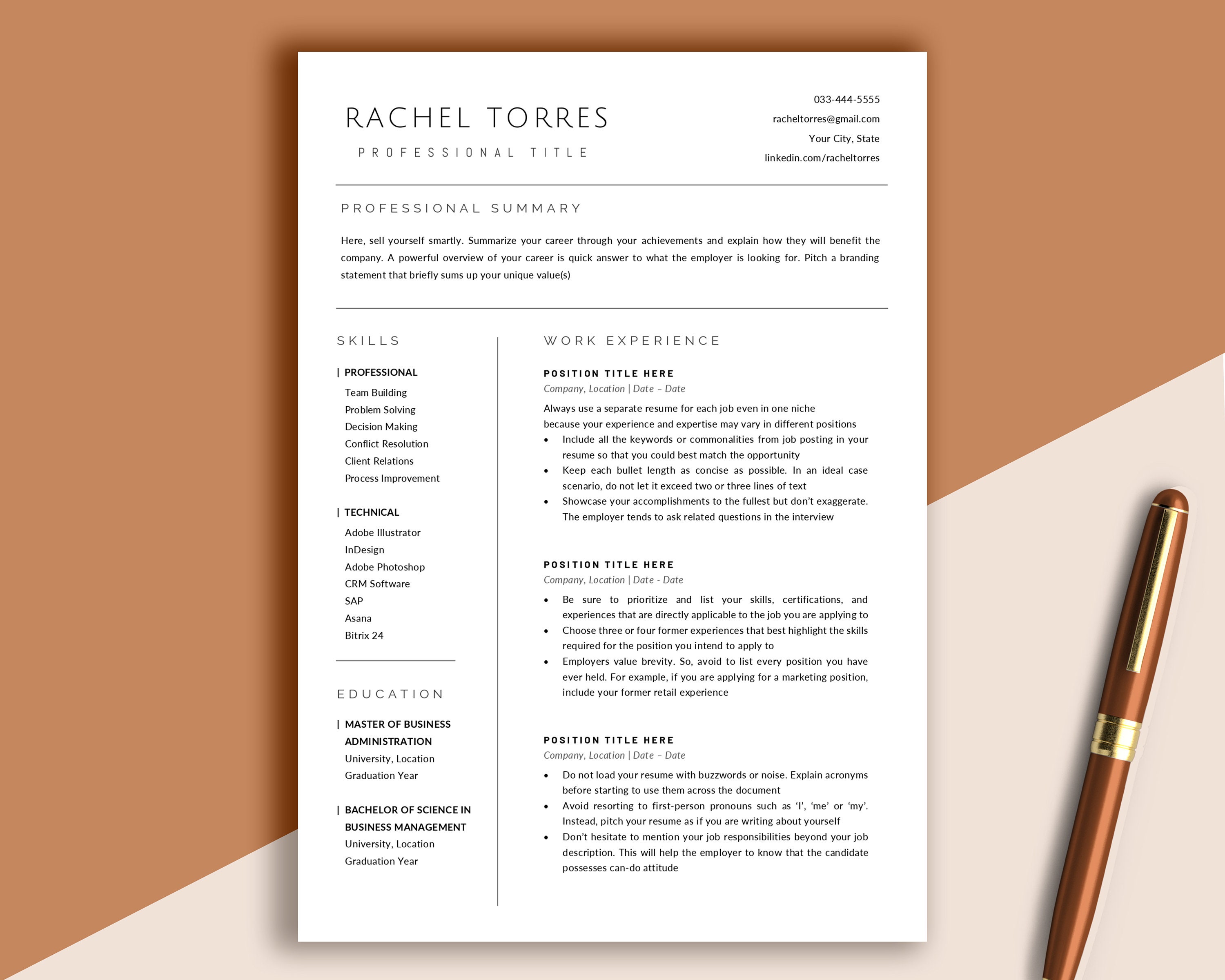 Clean Minimalist Resume Template Google Docs Simple Resume Template ...