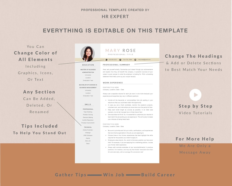 Modern Resume Template for Google Docs Word & Pages Resume - Etsy