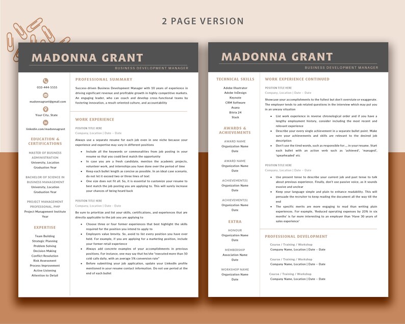 Modern Executive Resume Template CEO Resume Template for - Etsy