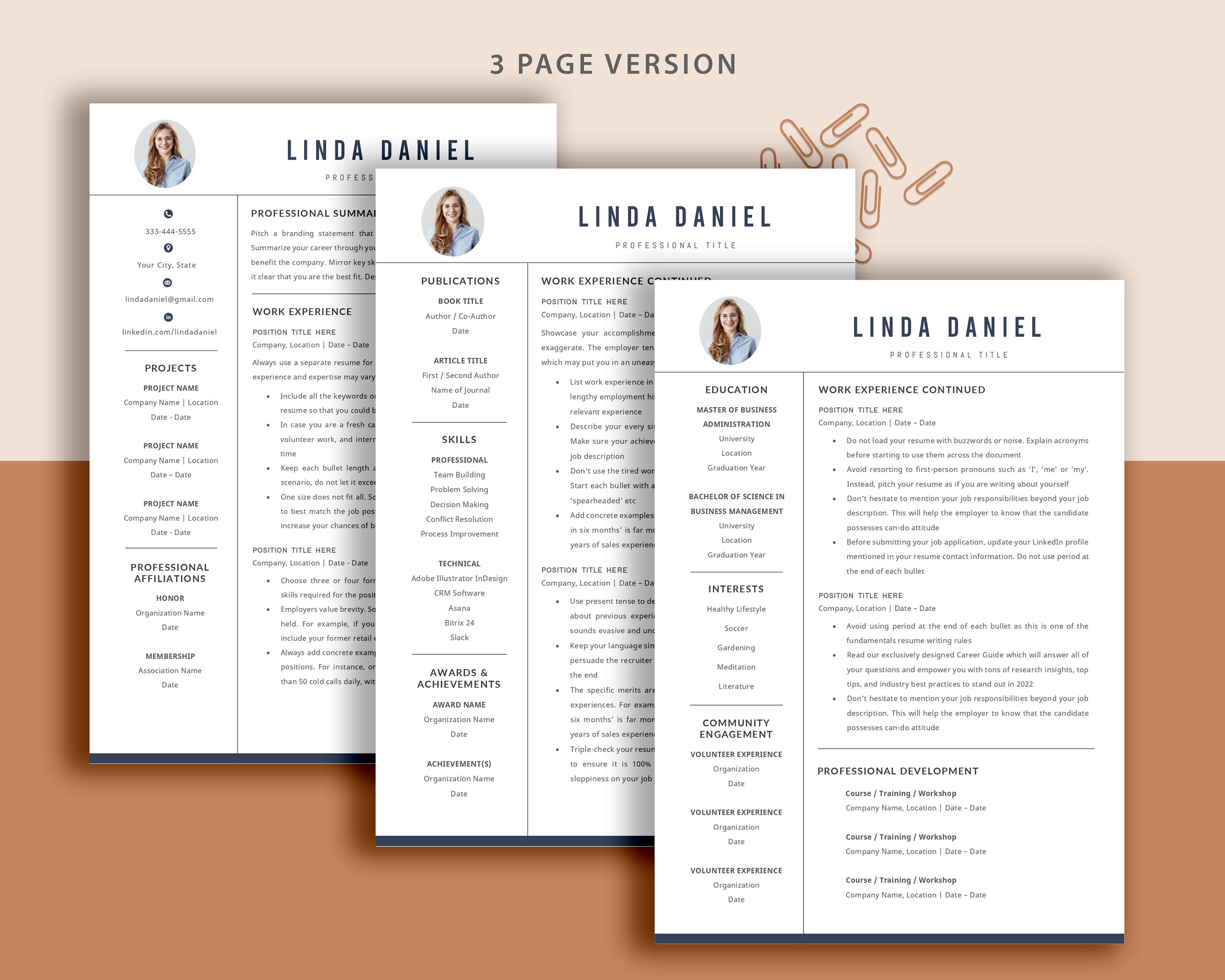 Clean Modern Resume Template Microsoft Word Pages Google - Etsy