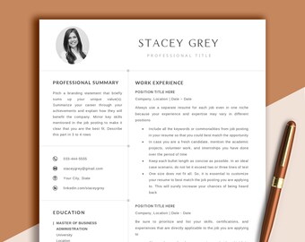 Clean Resume Template Google Docs Word & Pages Minimalist - Etsy
