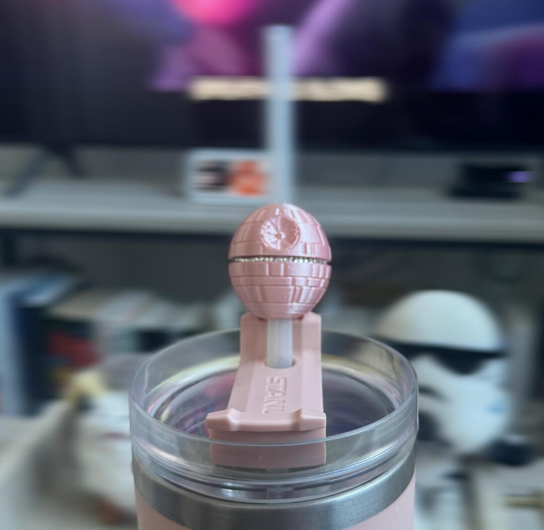 Pink Death Star Straw Topper | Straw Buddy | Straw Charm | Straw ...