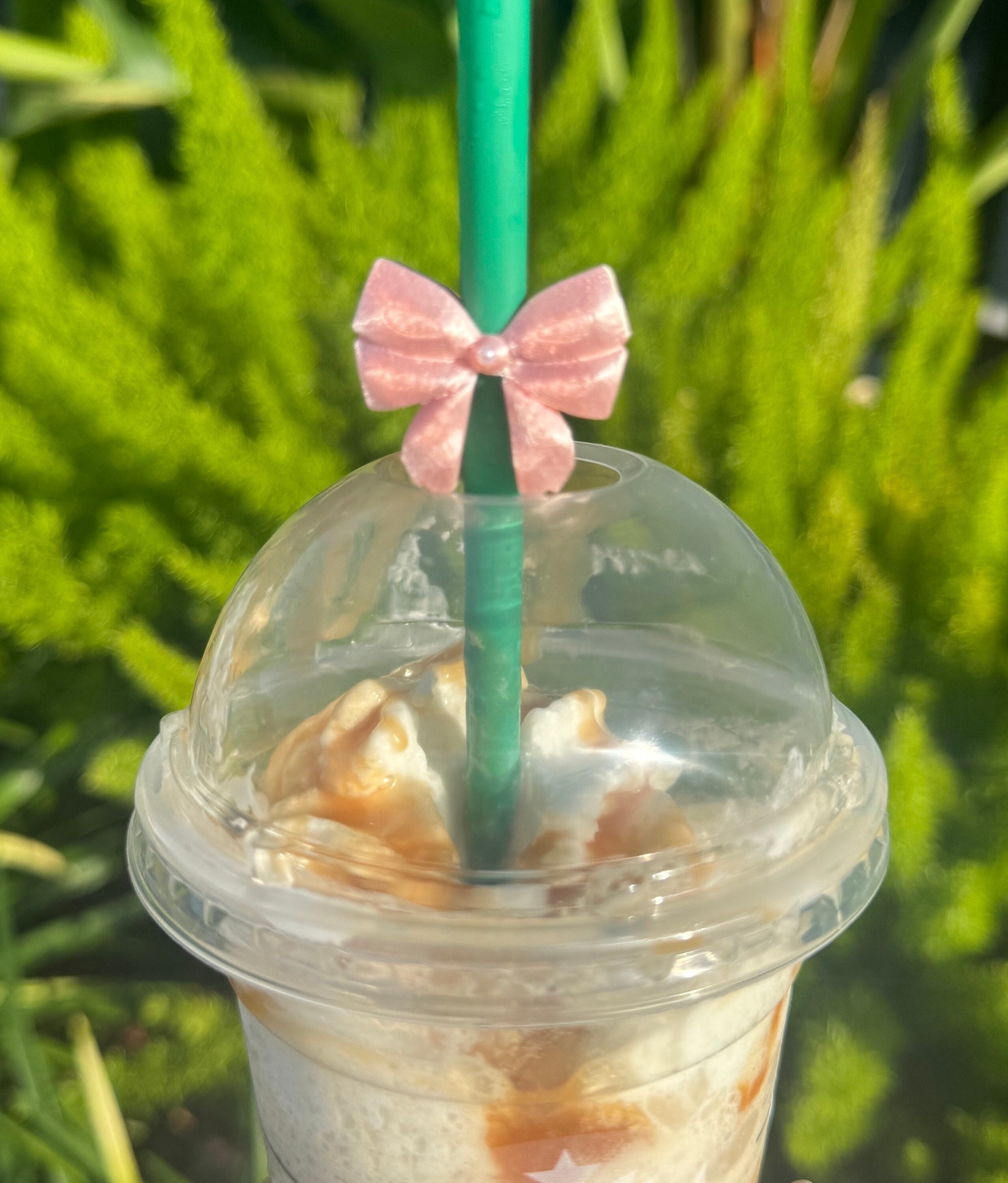 The Mini Pink Pearl Ribbon Bow Straw Topper | Straw Buddy | Straw Charm ...