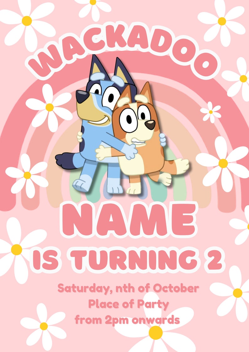 Bluey Themed Editable Birthday Party Invitation / Canva Template ...