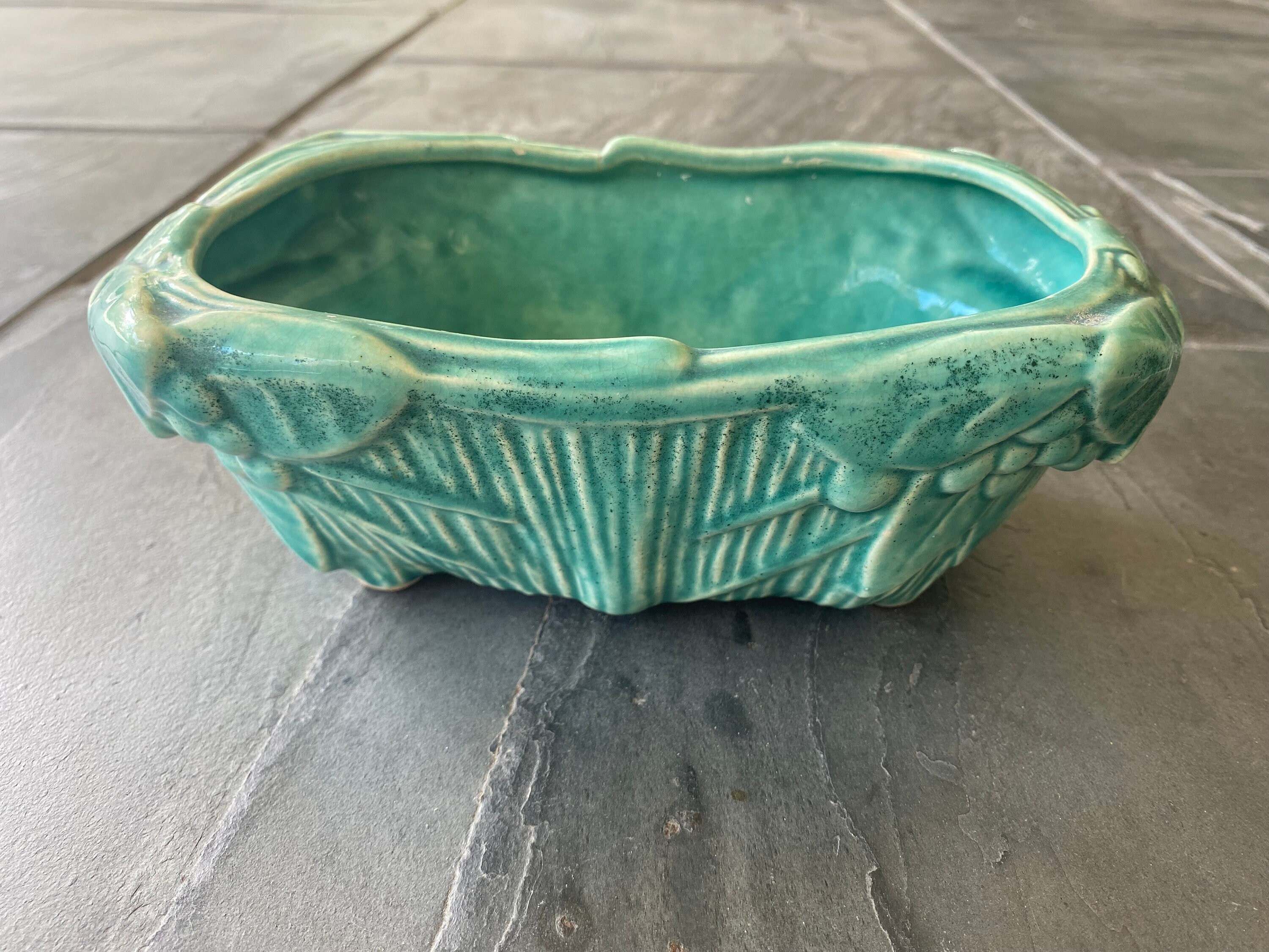 Home Décor Indoor Planters Rectangular USA Teal Pottery Planter ...