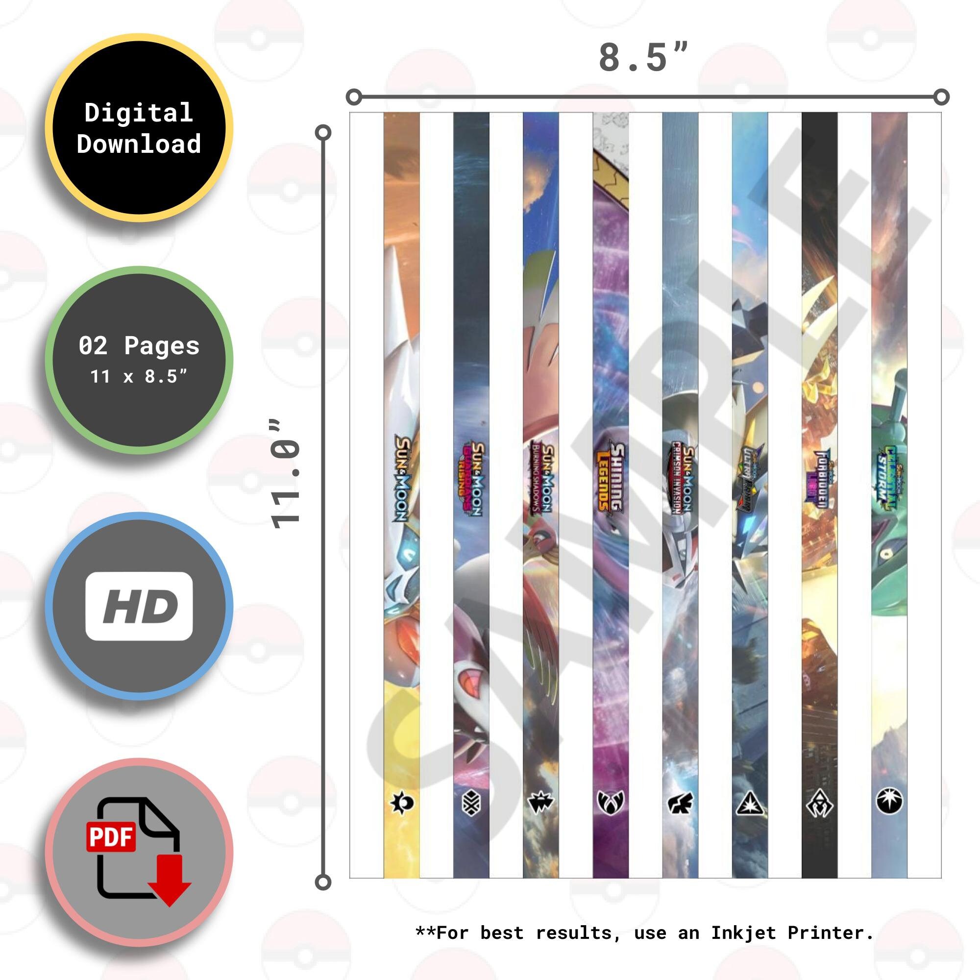 Sun & Moon Series 0.5" Binder Spine Labels - Pokemon TCG - Organize ...