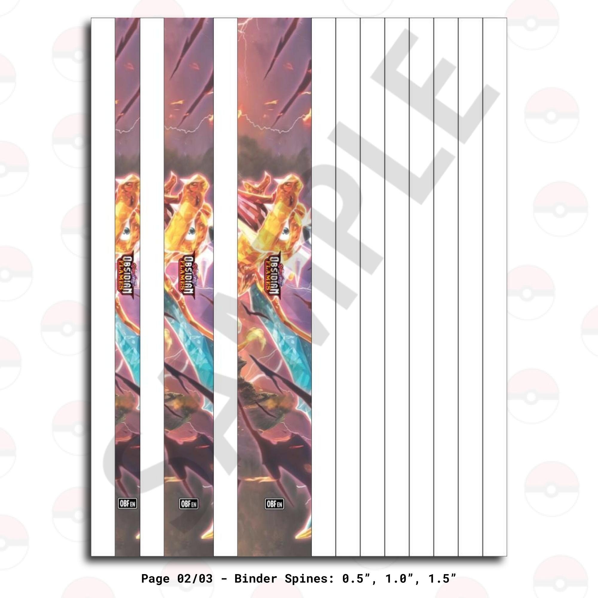 Obsidian Flames | SET | Front + Back Binder Covers | 0.5", 1.0", 1.5 ...