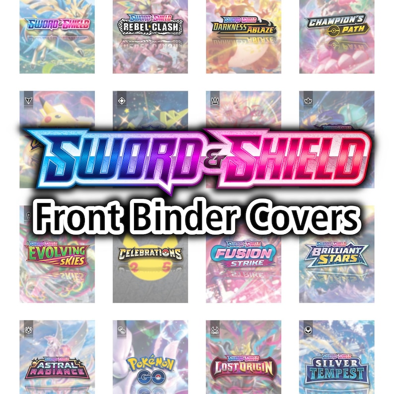 Sword & Shield Series FRONT Binder Covers - Pokemon TCG - Organize ...