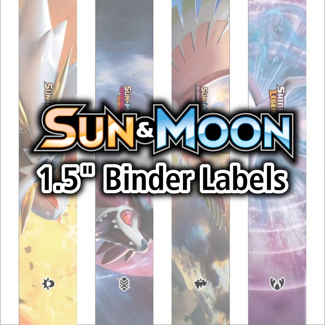 Sun & Moon Series 1.5" Binder Spine Labels - Pokemon TCG - Organize ...