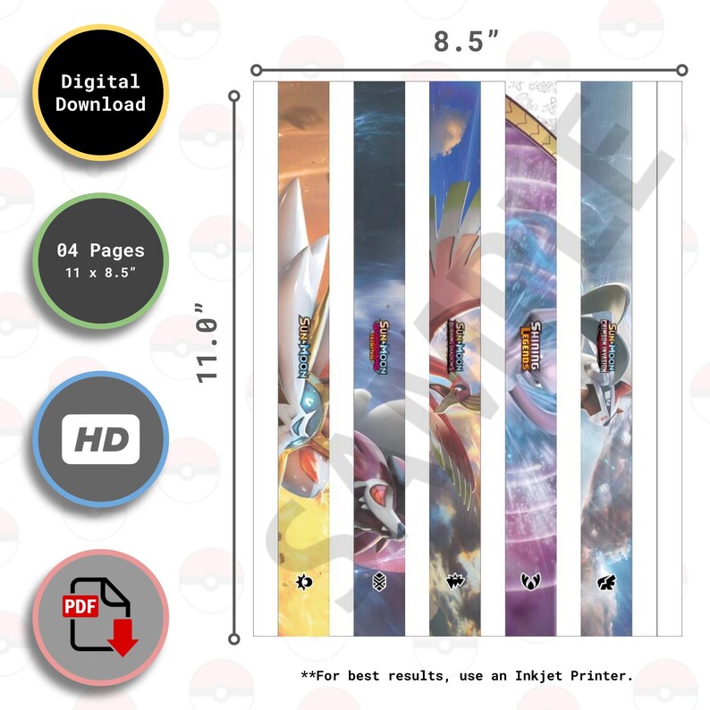 Sun & Moon Series 1" Binder Spine Labels - Pokemon TCG - Organize ...