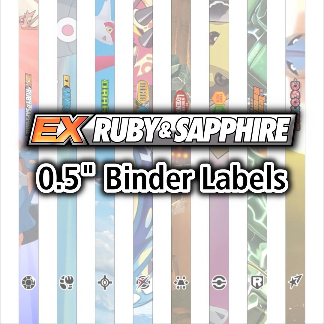 EX Series 0.5" Binder Spine Labels - Pokemon TCG - Organize Pokemon ...