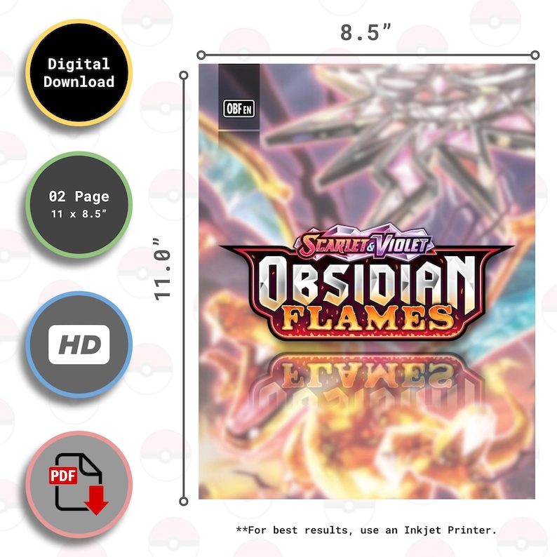 Obsidian Flames Front and Back Binder Covers Pokemon TCG Organize ...