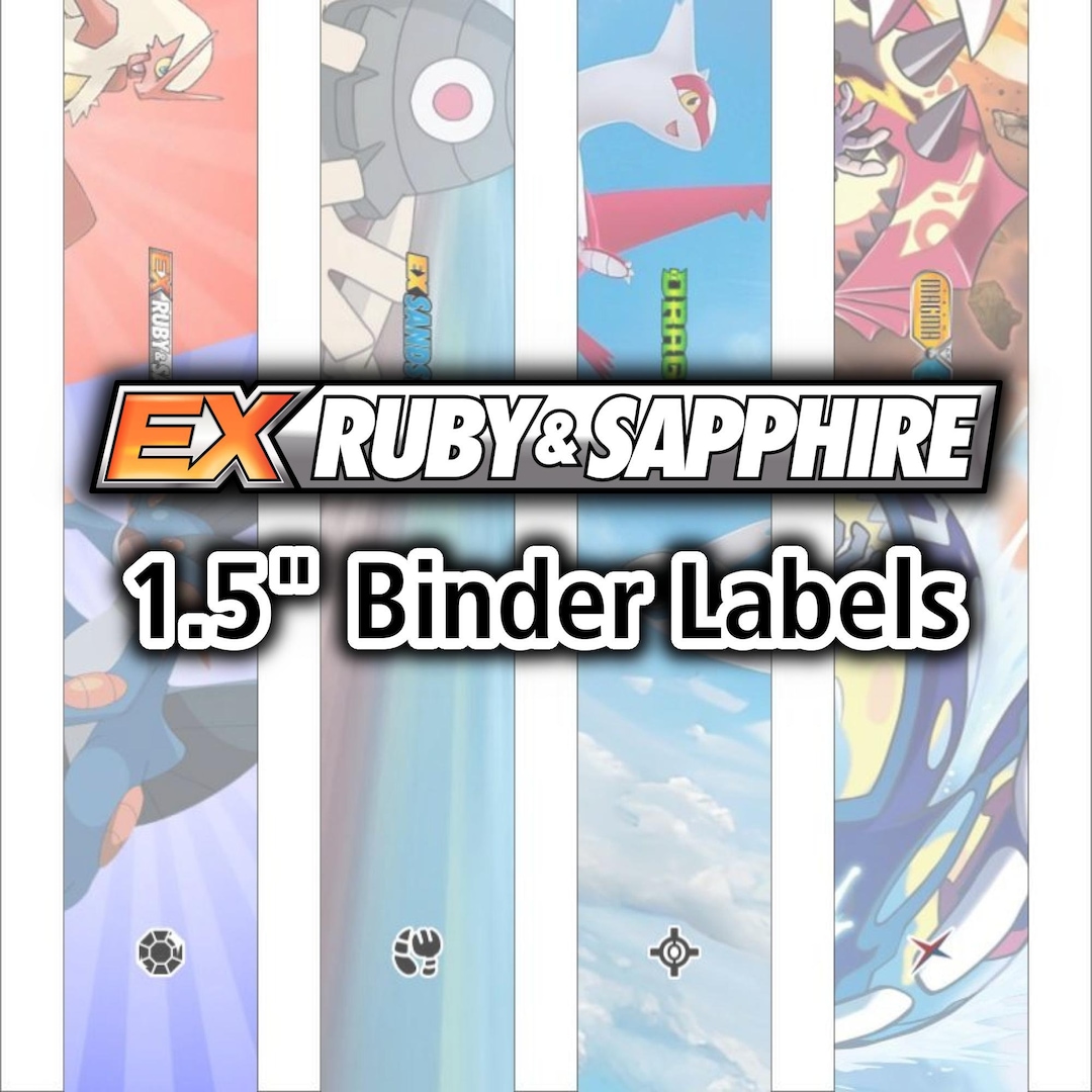 EX Series 1.5" Binder Spine Labels - Pokemon TCG - Organize Pokemon ...