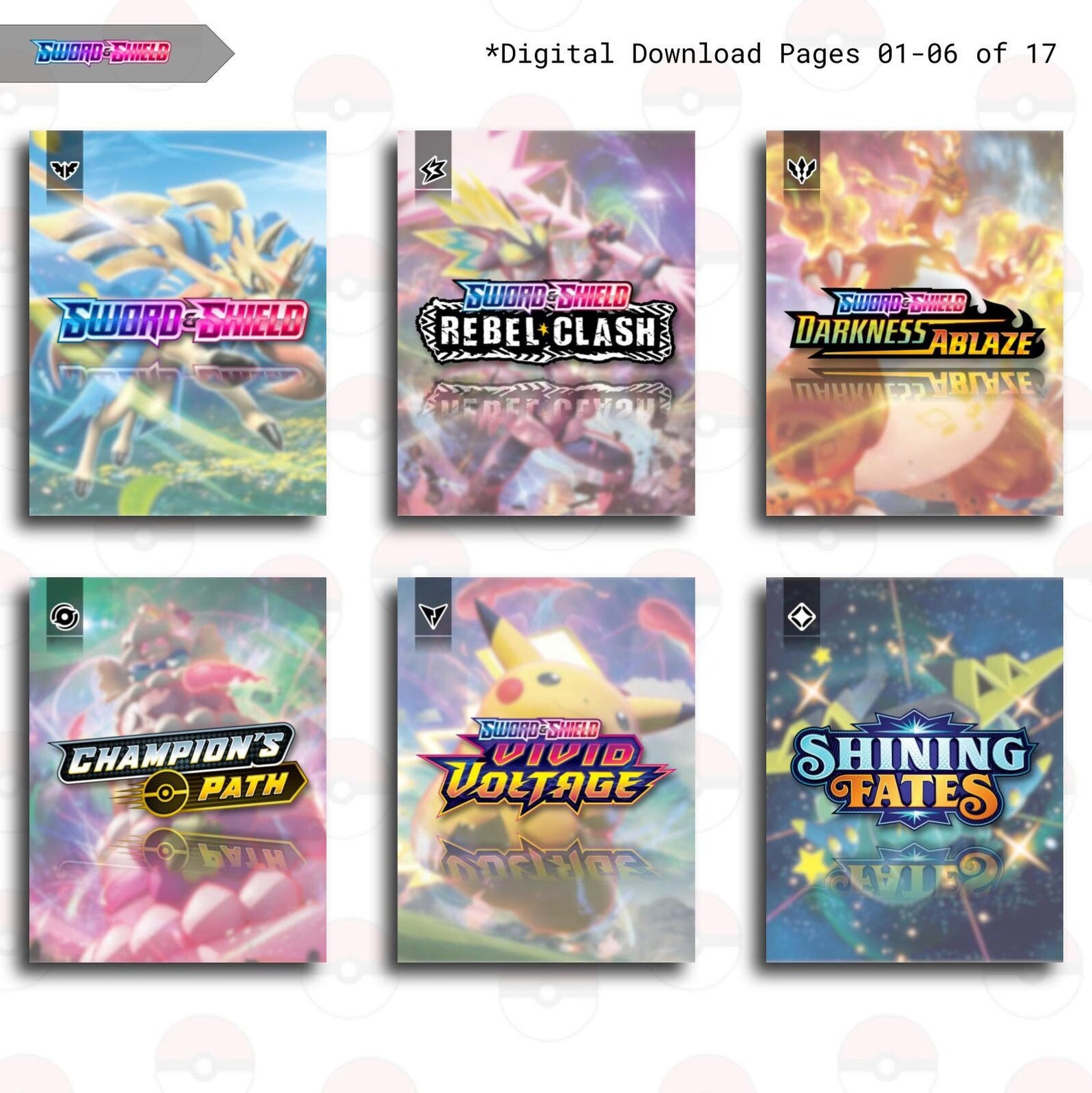 Sword & Shield Series FRONT Binder Covers - Pokemon TCG - Organize ...