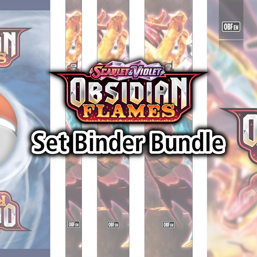 Obsidian Flames | SET | Front + Back Binder Covers | 0.5", 1.0", 1.5 ...