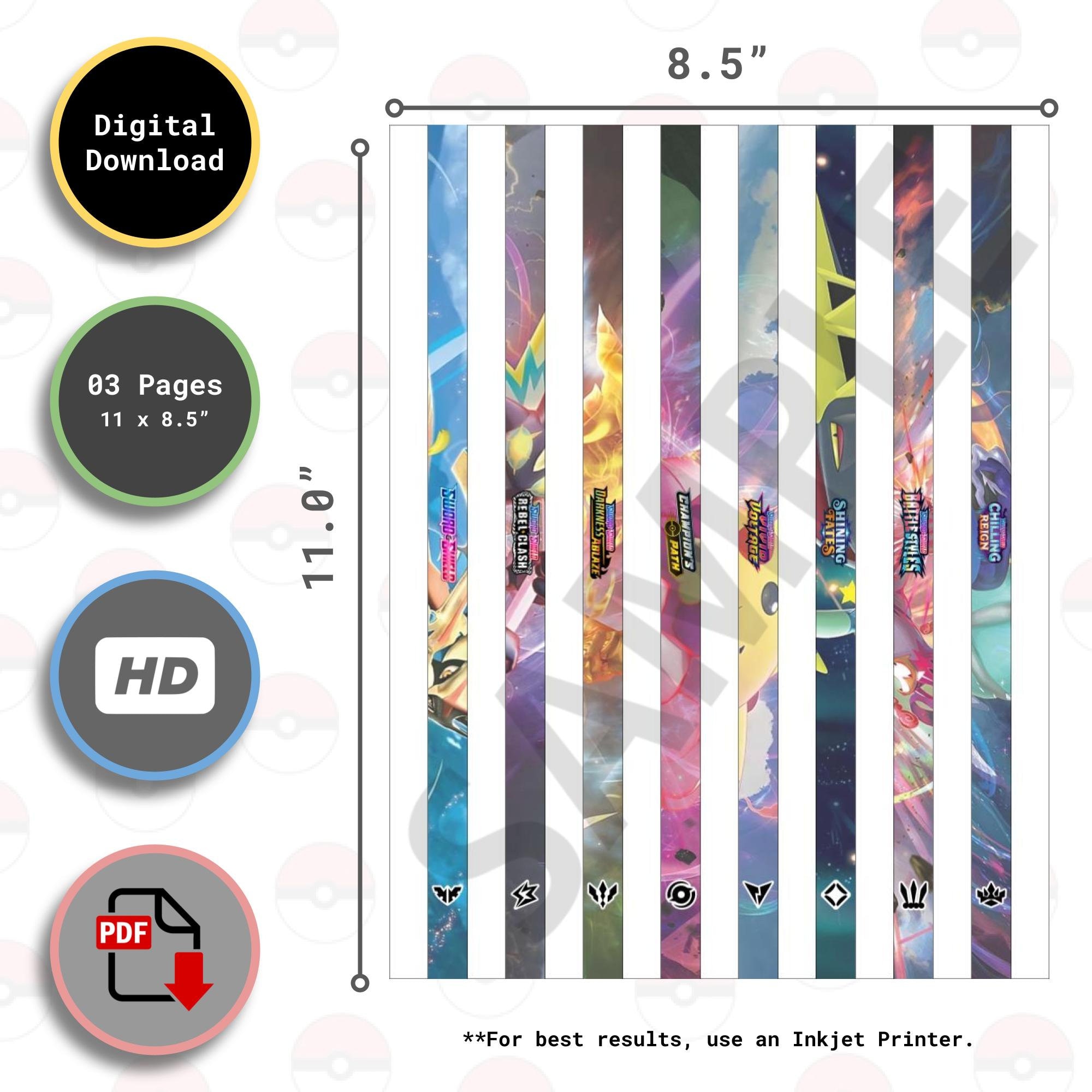 Sword & Shield Series 0.5" Binder Spine Labels - Pokemon TCG - Organize ...