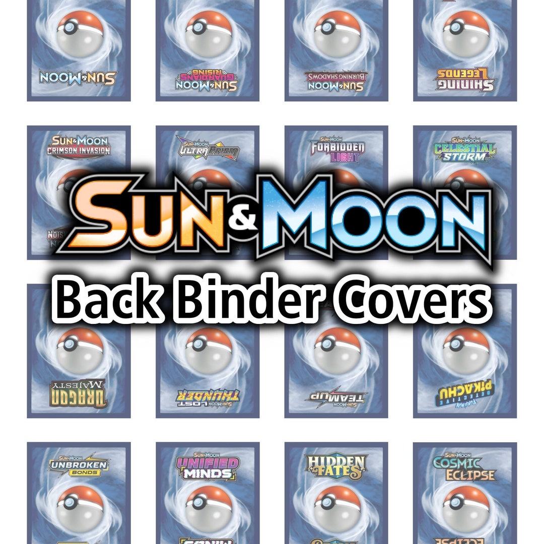 Sun & Moon Series BACK Binder Covers - Pokemon TCG - Organize Pokemon ...