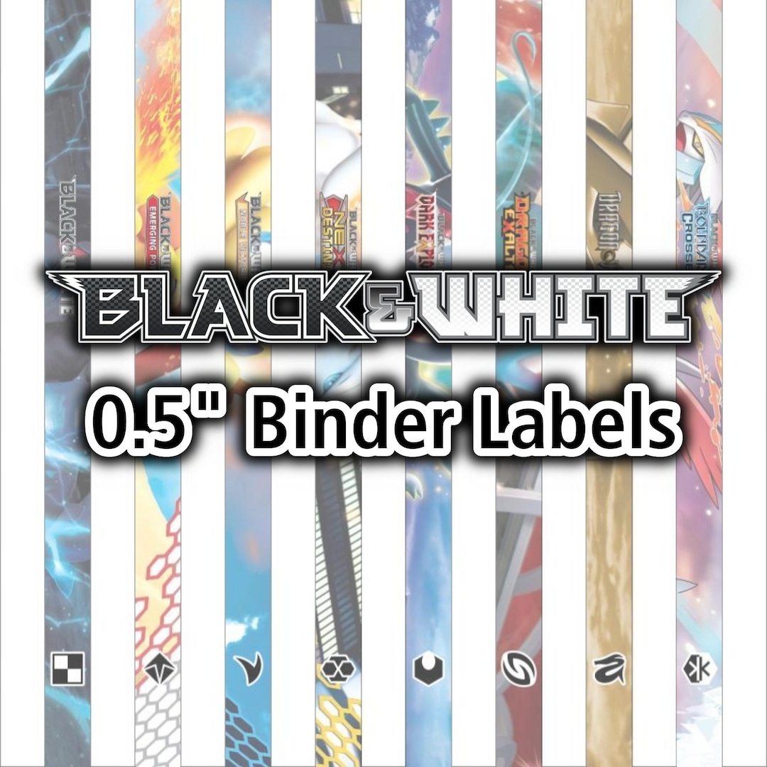 Black & White Series 0.5" Binder Spine Labels - Pokemon TCG - Organize ...