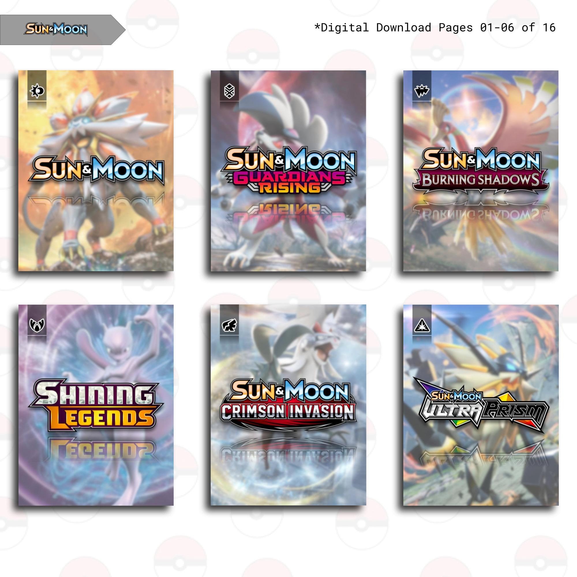 Sun & Moon Series FRONT Binder Covers Pokemon TCG Organize Pokemon ...