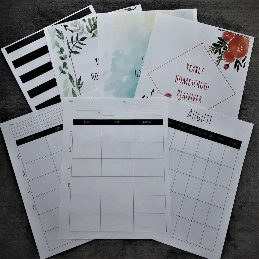 Printable Blank Yearly Homeschool Planner With 4 Cover Options - Etsy