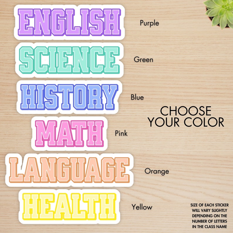 School Subject Stickers, Binder Stickers, School Subject Label ...